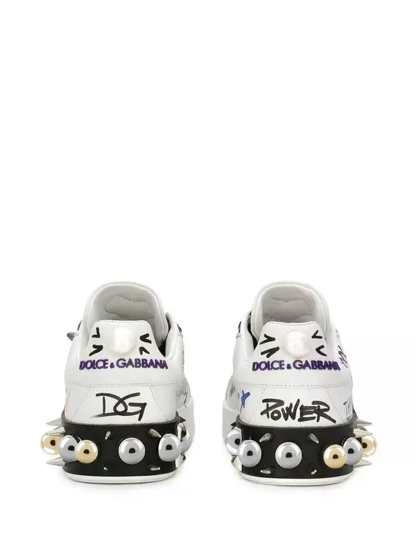 Dolce & Gabbana Portofino Patch-detail Calfskin Sneakers