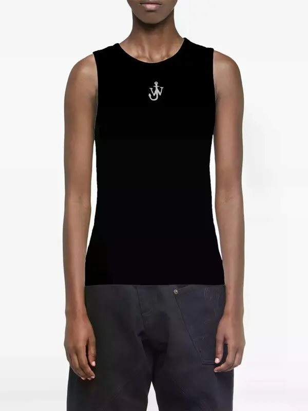 JW Anderson Anchor-embroidered Top - Black