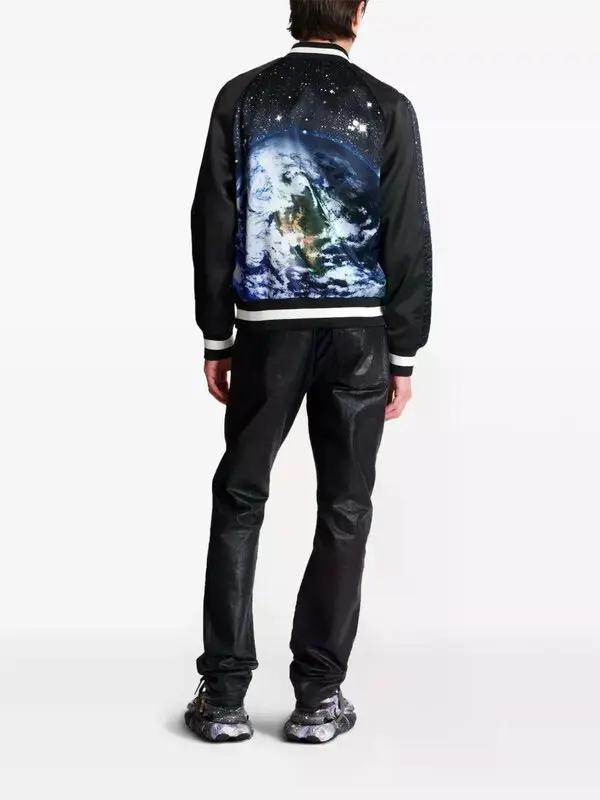 Balmain Varsity Jacket With Earth And Stars Graphic