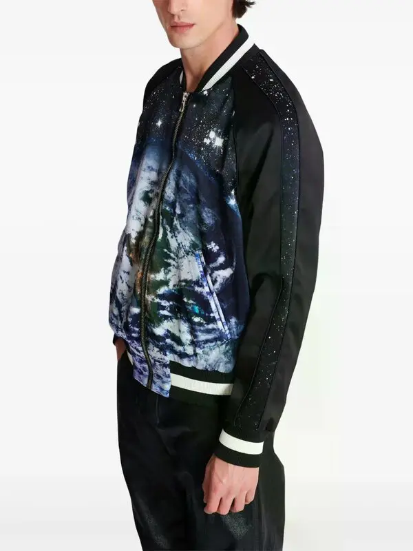 Balmain Varsity Jacket With Earth And Stars Graphic