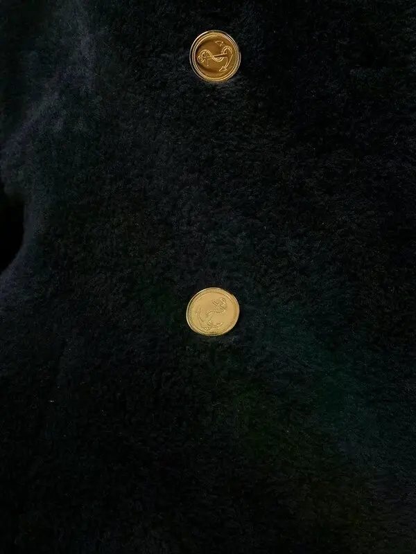 Thom Browne Unconstructed Classic Shearling Pea Coat - Blue