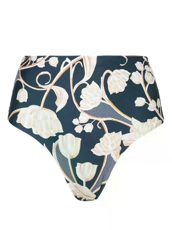 Agua Bendita Magenta Perla Floral-print Bikini Bottoms - Blue