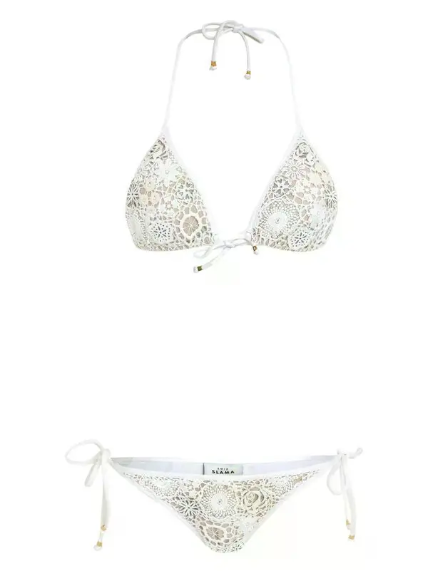 AMIR SLAMA Floral Embroidered Bikini - White