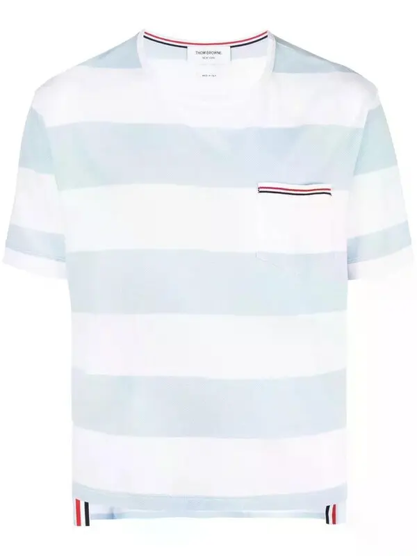 Thom Browne Rwb Pocket Striped T-shirt - Blue