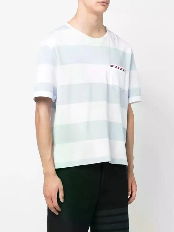 Thom Browne Rwb Pocket Striped T-shirt - Blue