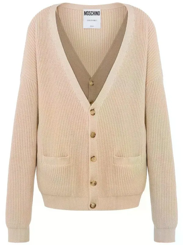 Moschino Ribbed-knit Cardigan With Logo Plaque
