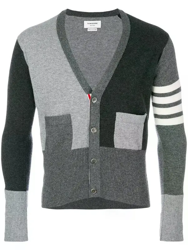 Thom Browne Fitted Waist V-neck Cardigan - Grey