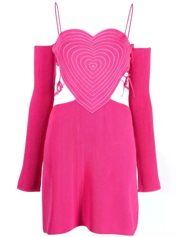 Mach & Mach Heart-shaped Ribbed Minidress