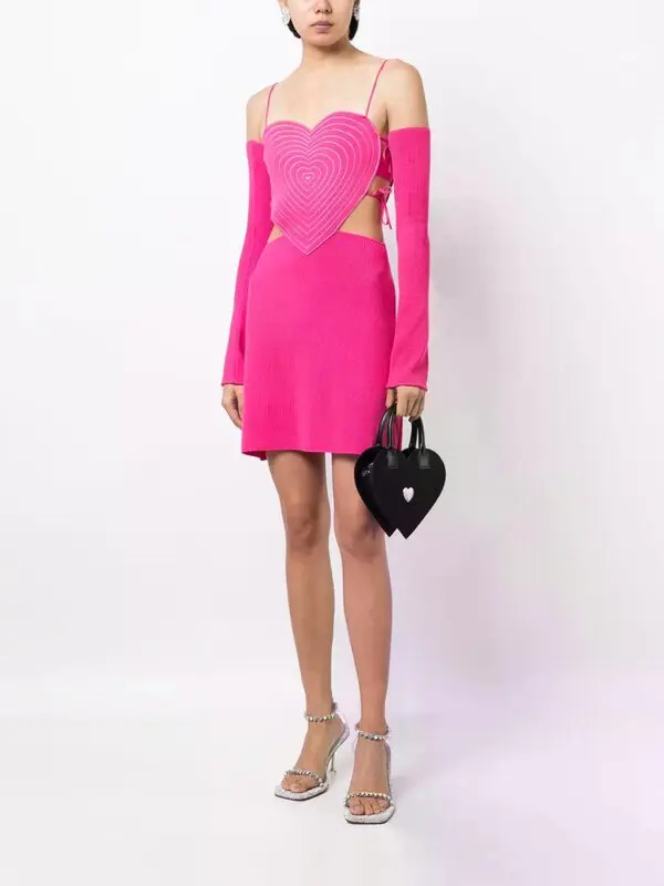 Mach & Mach Heart-shaped Ribbed Minidress