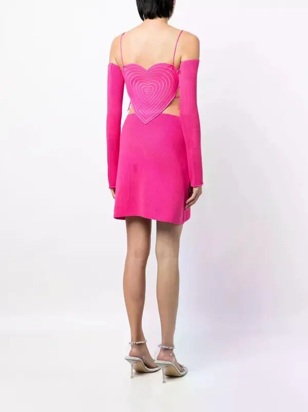 Mach & Mach Heart-shaped Ribbed Minidress