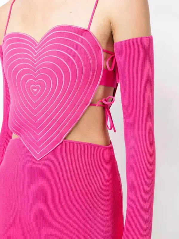 Mach & Mach Heart-shaped Ribbed Minidress