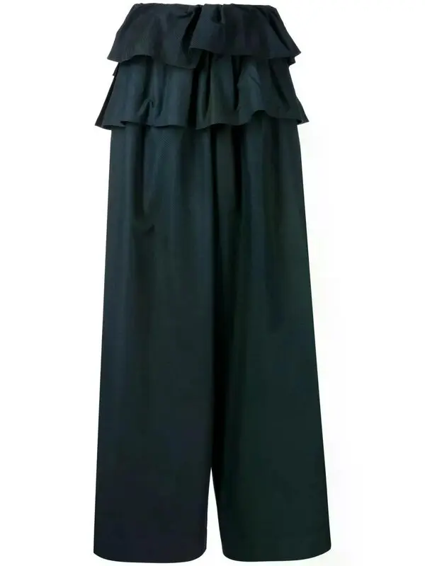 Goen.j Layered Ruffled Wide-leg Trousers - Blue
