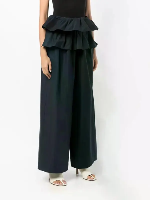 Goen.j Layered Ruffled Wide-leg Trousers - Blue