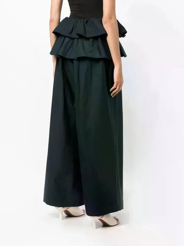 Goen.j Layered Ruffled Wide-leg Trousers - Blue