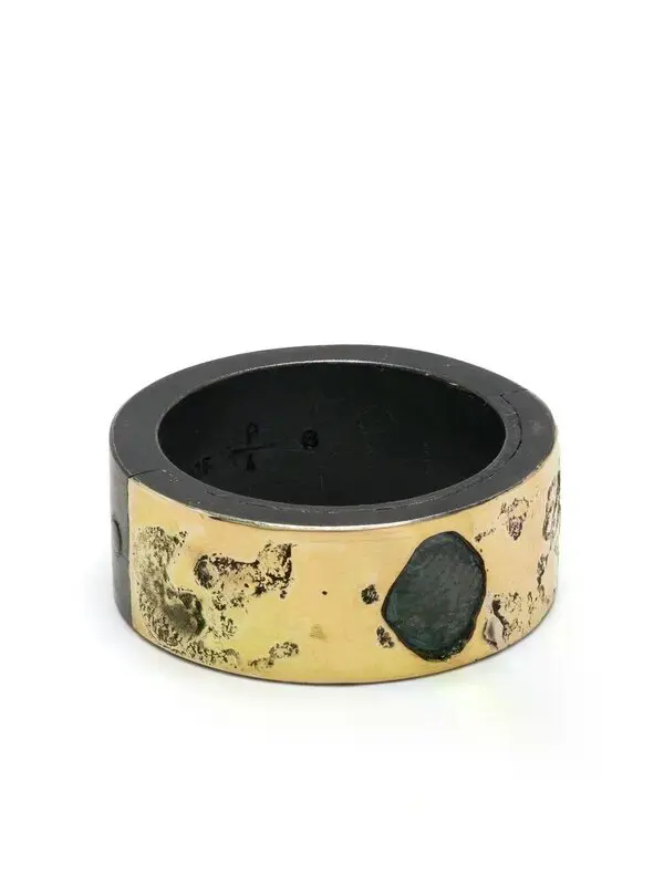 PARTS OF FOUR Sistema Gold-plated Diamond Ring - Black