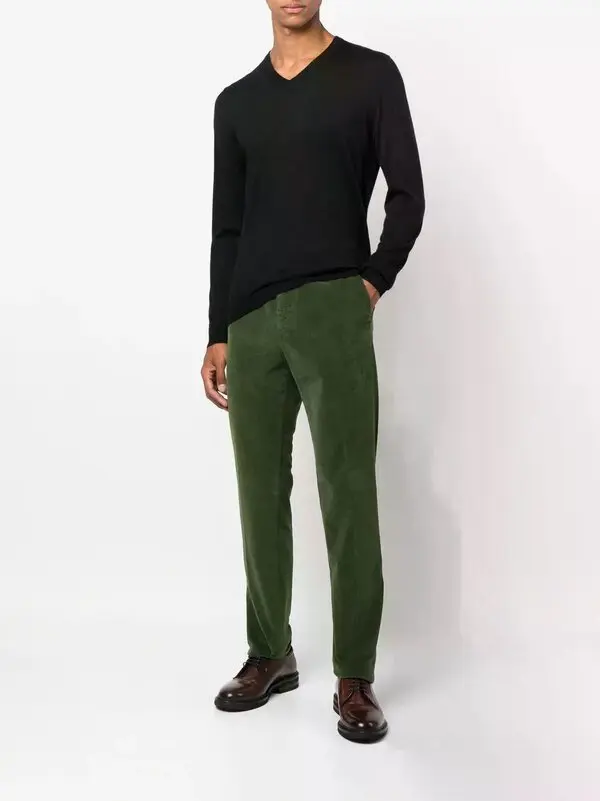 Fedeli V-neck Long-sleeve Jumper - Black