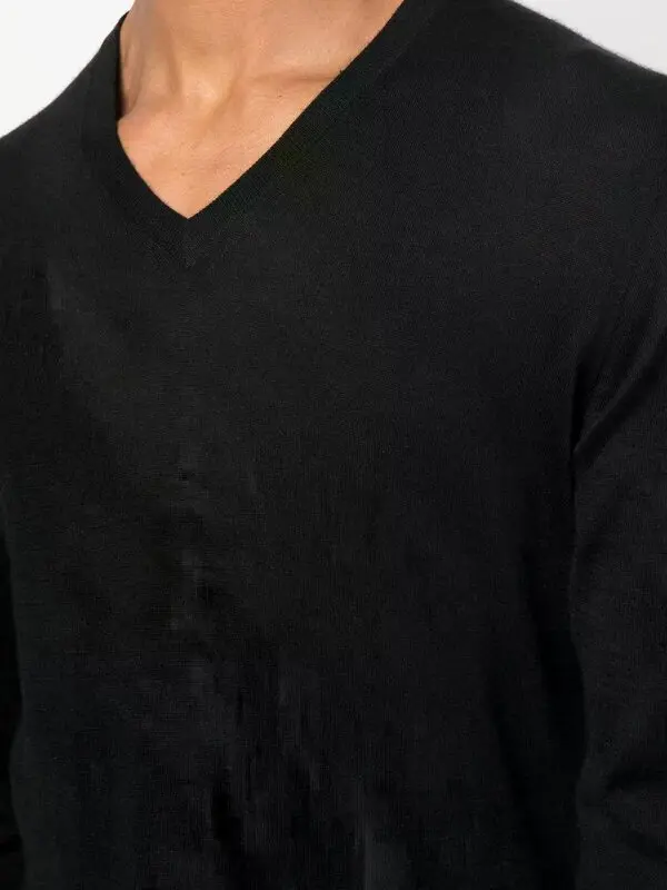 Fedeli V-neck Long-sleeve Jumper - Black