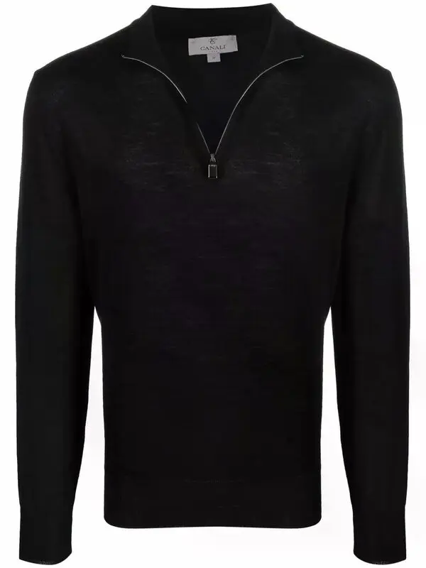 Canali Zipped Funnel-neck Pullover