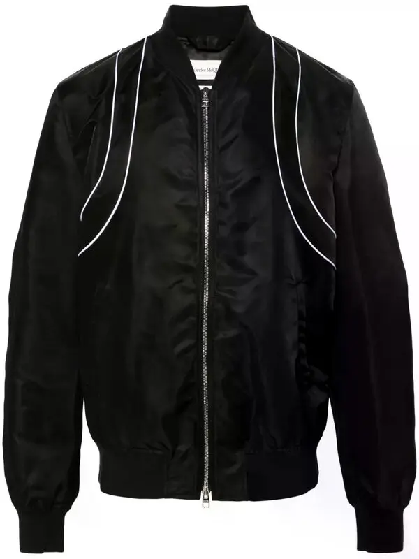 Alexander McQueen Piped-trim Zip-up Bomber Jacket
