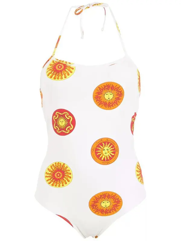 AMIR SLAMA Sun Print Swimsuit - White