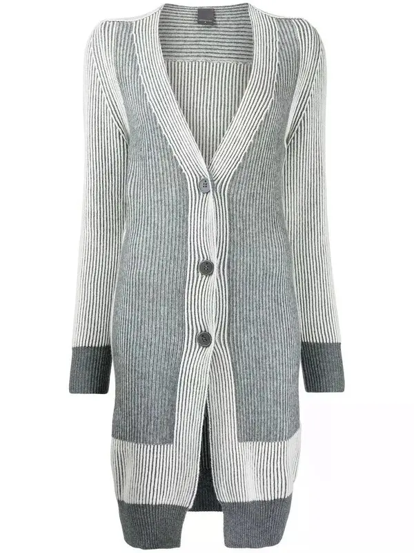 Lorena Antoniazzi Colour-block Ribbed-knit Cardigan-coat