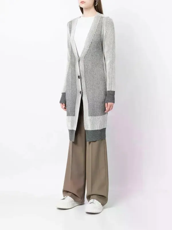 Lorena Antoniazzi Colour-block Ribbed-knit Cardigan-coat