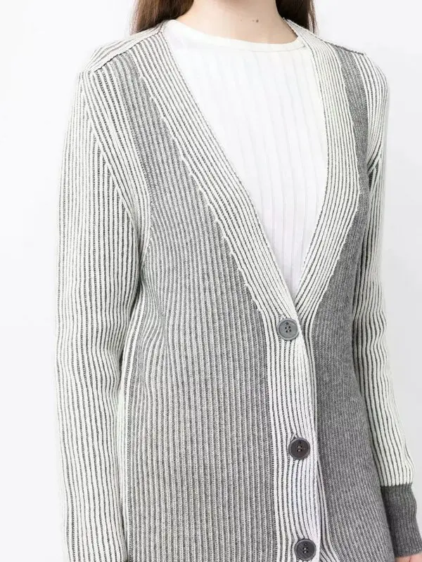 Lorena Antoniazzi Colour-block Ribbed-knit Cardigan-coat
