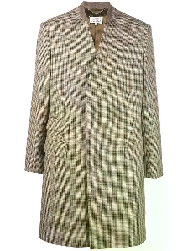 MAISON MARGIELA Herringbone-pattern Collarless Coat
