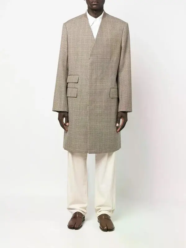 MAISON MARGIELA Herringbone-pattern Collarless Coat