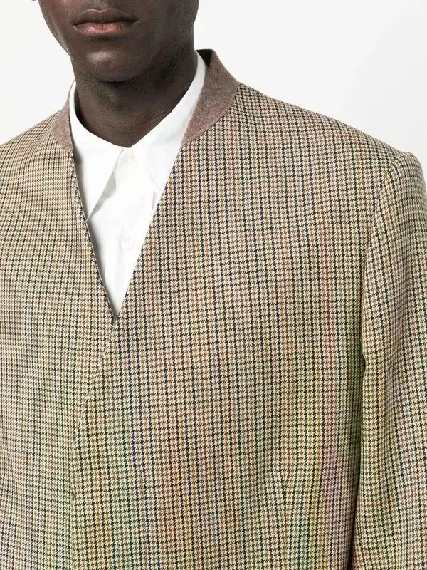 MAISON MARGIELA Herringbone-pattern Collarless Coat