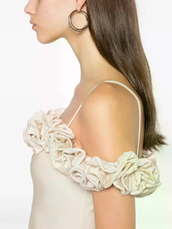 Coperni Ruffled Detailing Midi Dress - Neutrals