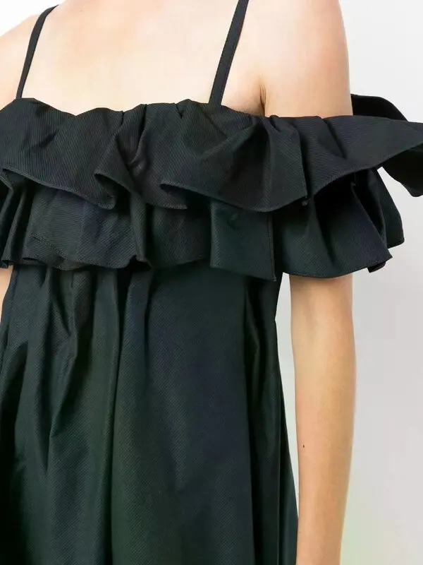 Goen.j Cold-shoulder Ruffled Dress - Blue