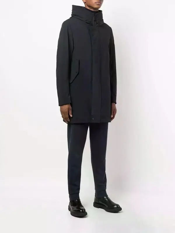 Peuterey Logo Patch Hooded Coat - Black