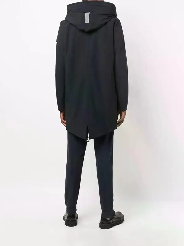 Peuterey Logo Patch Hooded Coat - Black