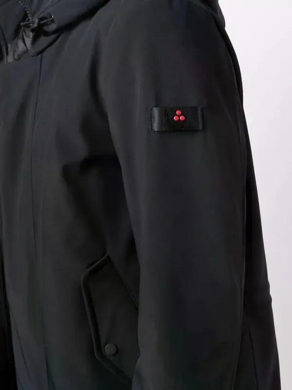 Peuterey Logo Patch Hooded Coat - Black
