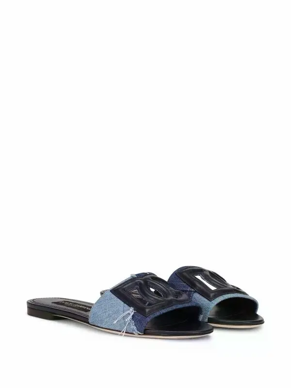 Dolce & Gabbana Dg Logo Patchwork Denim Sandals - Blue