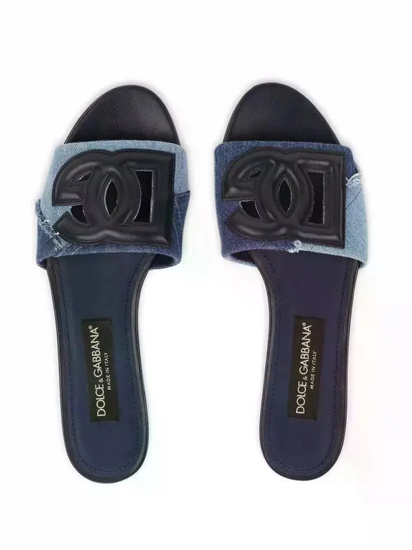 Dolce & Gabbana Dg Logo Patchwork Denim Sandals - Blue
