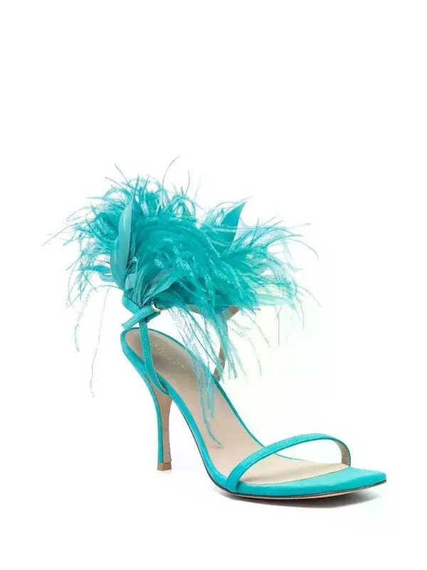 STUART WEITZMAN Feather-trim Open-toe 115mm Sandals