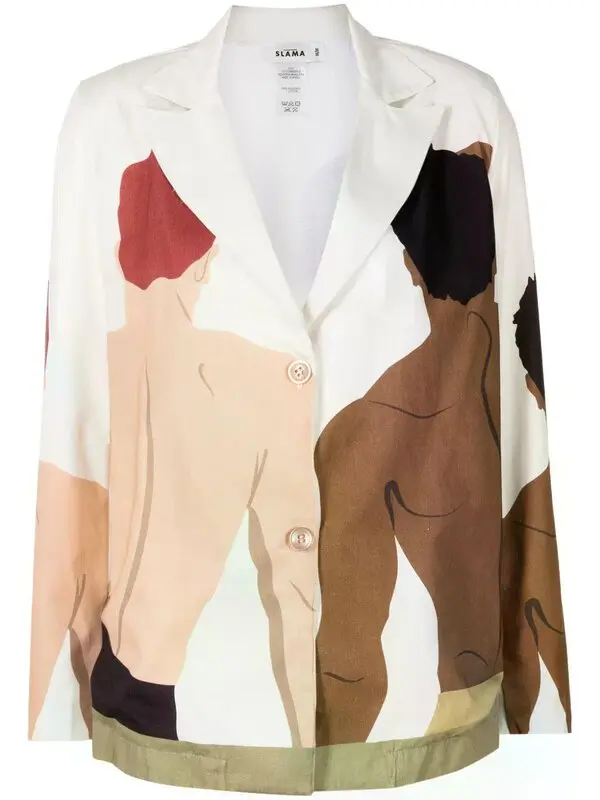 AMIR SLAMA Swimmer-print Cotton Jacket - Neutrals