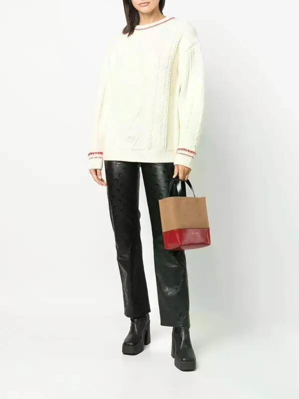 MARINE SERRE Cable Knit Wool Jumper