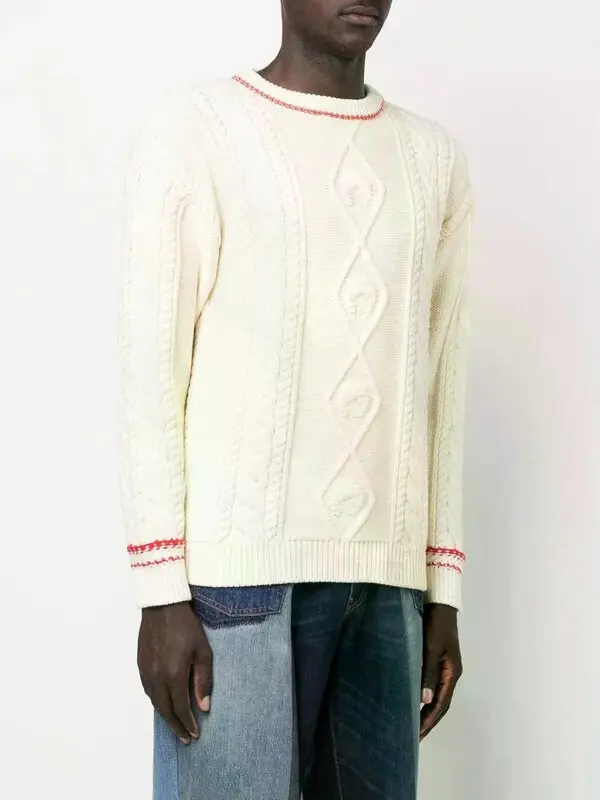MARINE SERRE Cable Knit Wool Jumper