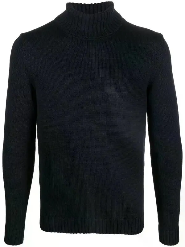 ZANONE Roll-neck Knitted Sweater - Blue