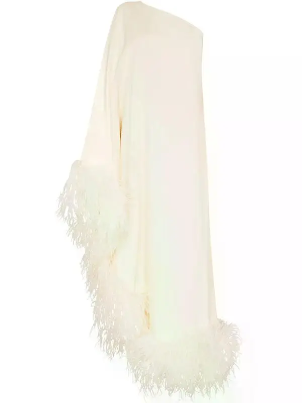TALLER MARMO Ubud Feather-trim Gown - Neutrals