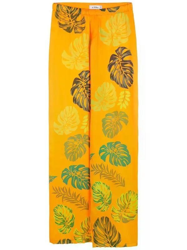 AMIR SLAMA Palm Leaf Print Straight Trousers - Orange