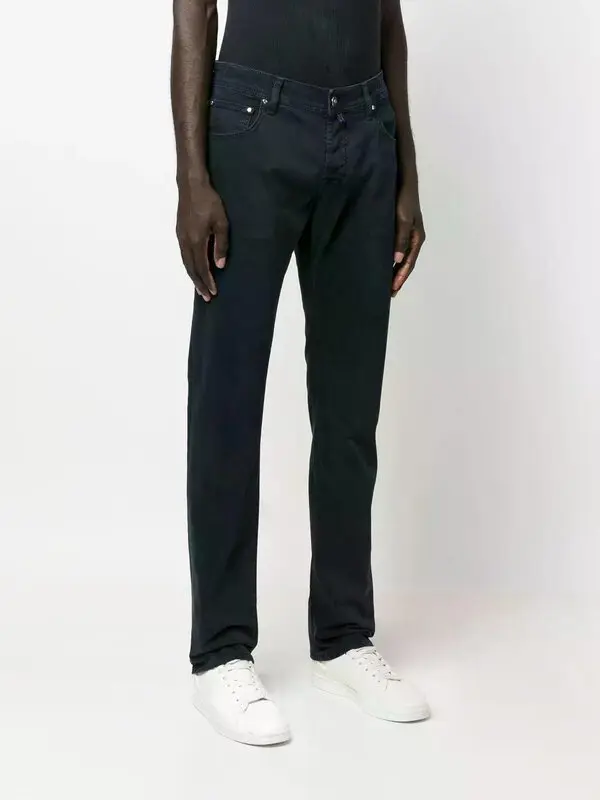 Jacob Cohen Scarf-detail Straight-leg Trousers - Blue