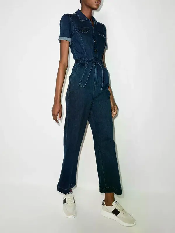 Paige Vaness Short-sleeve Denim Jumpsuit - Blue