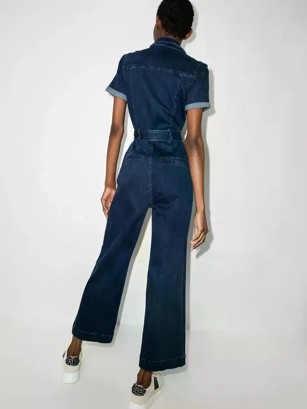 Paige Vaness Short-sleeve Denim Jumpsuit - Blue