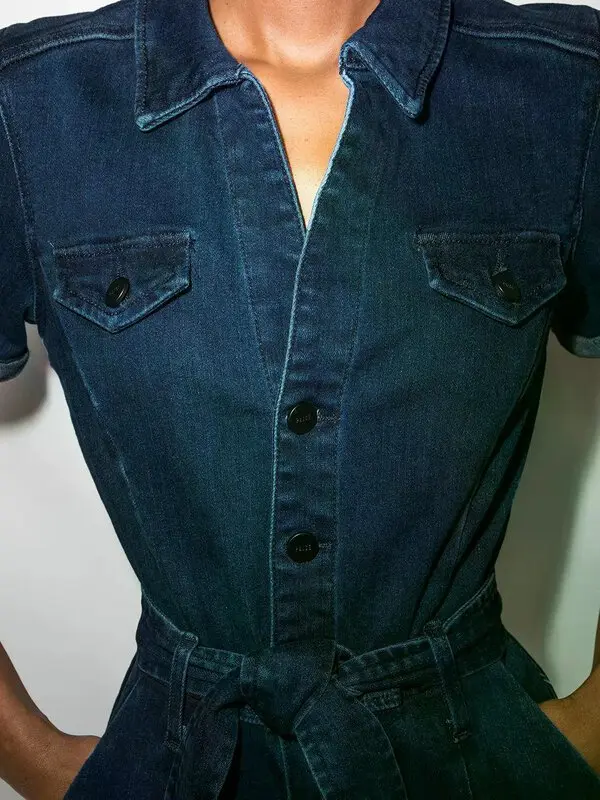 Paige Vaness Short-sleeve Denim Jumpsuit - Blue