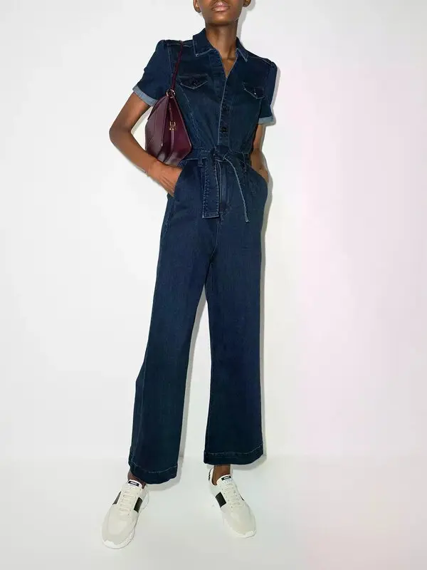 Paige Vaness Short-sleeve Denim Jumpsuit - Blue