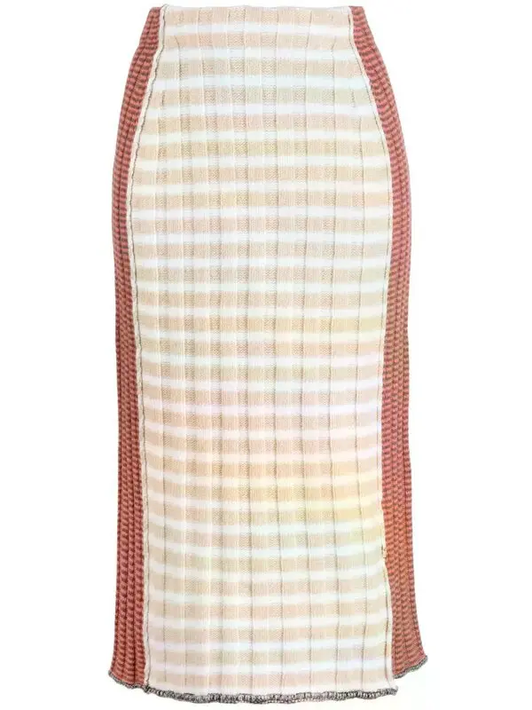 YANYAN Check-print Knitted Skirt - Multicolour